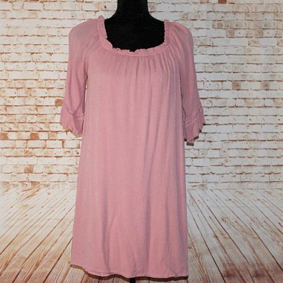 NAIF | Dresses | Naif Womens Dusty Pink Ruffle Eyelet Dress Size Pl ...